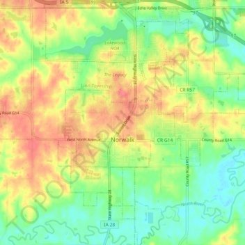 Norwalk topographic map, elevation, terrain