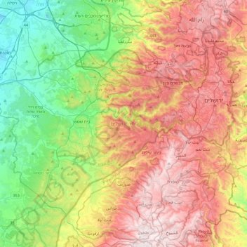 Jerusalem District topographic map, elevation, terrain