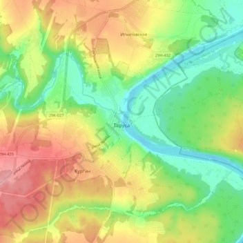 Tarusa topographic map, elevation, terrain