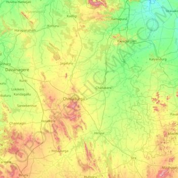 Chitradurga topographic map, elevation, terrain