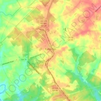 Eatonton topographic map, elevation, terrain