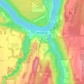 Town of Athabasca topographic map, elevation, terrain