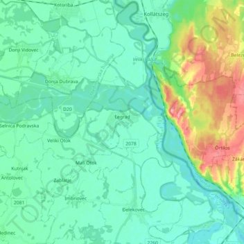 Legrad topographic map, elevation, terrain