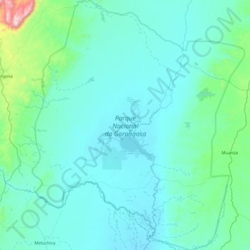 Gorongosa National Park topographic map, elevation, terrain