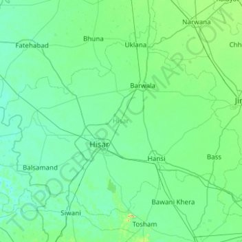 Hisar topographic map, elevation, terrain