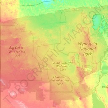 Big Desert topographic map, elevation, terrain