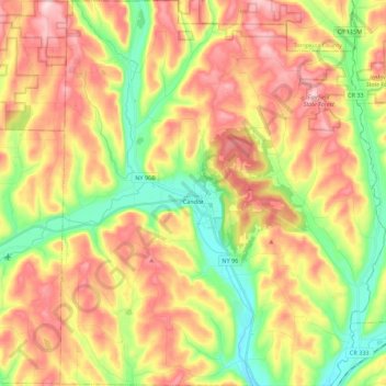 Town of Candor topographic map, elevation, terrain