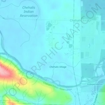 Chehalis Village topographic map, elevation, terrain