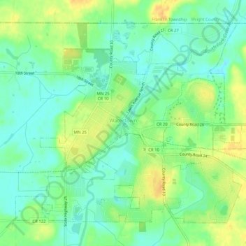 Watertown topographic map, elevation, terrain