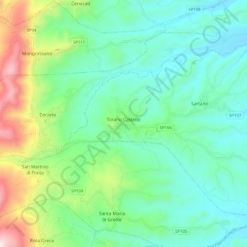 Torano Castello topographic map, elevation, terrain