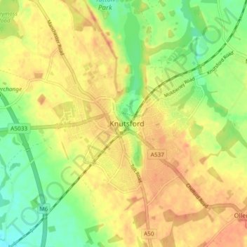 Knutsford topographic map, elevation, terrain