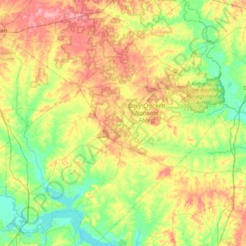 Trinity County topographic map, elevation, terrain