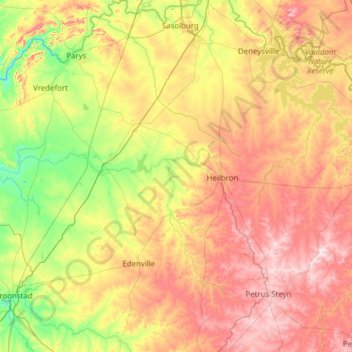 Ngwathe Local Municipality topographic map, elevation, terrain