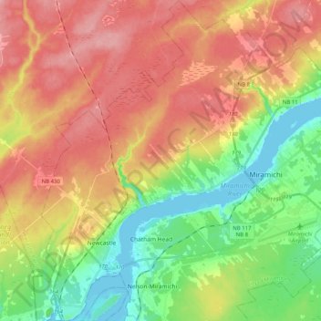 Newcastle topographic map, elevation, terrain