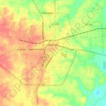 Warren topographic map, elevation, terrain
