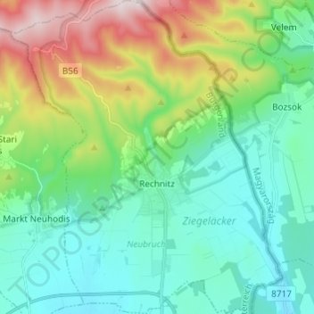 Rechnitz topographic map, elevation, terrain