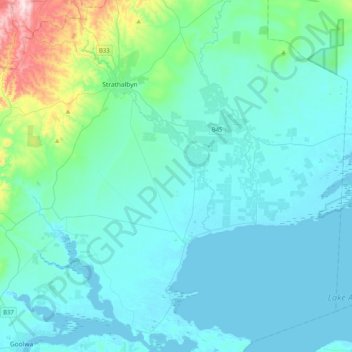 Angas River topographic map, elevation, terrain