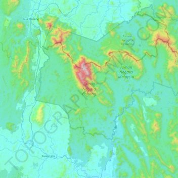 Pahang National Park topographic map, elevation, terrain