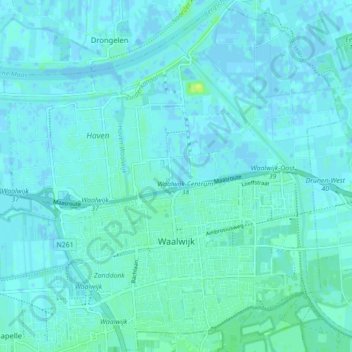 Waalwijk topographic map, elevation, terrain