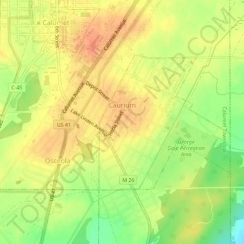 Laurium topographic map, elevation, terrain