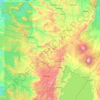 Masisi topographic map, elevation, terrain