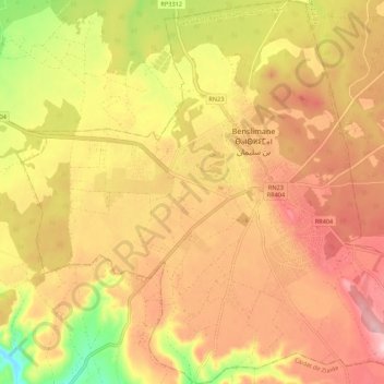 Benslimane topographic map, elevation, terrain