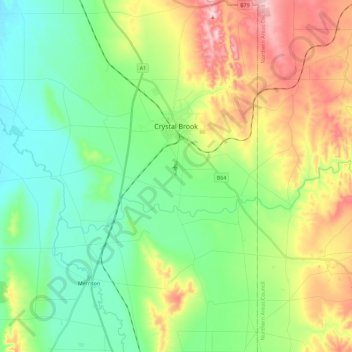 Crystal Brook topographic map, elevation, terrain