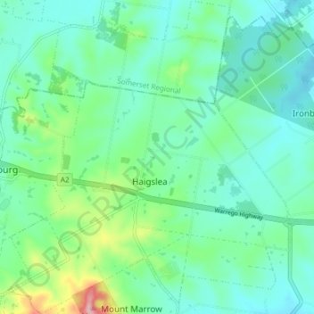 Haigslea topographic map, elevation, terrain