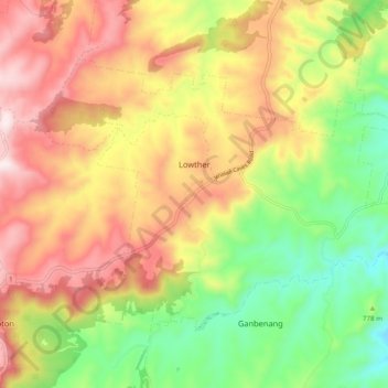 Lowther topographic map, elevation, terrain