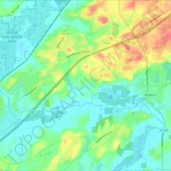 Village of Vernon topographic map, elevation, terrain