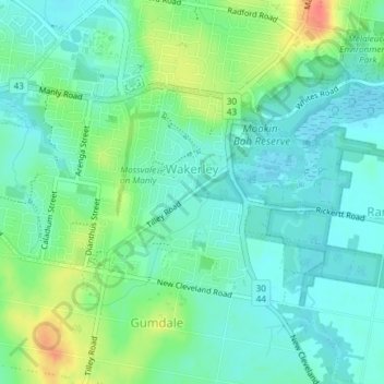 Wakerley topographic map, elevation, terrain