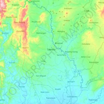 Sawata topographic map, elevation, terrain
