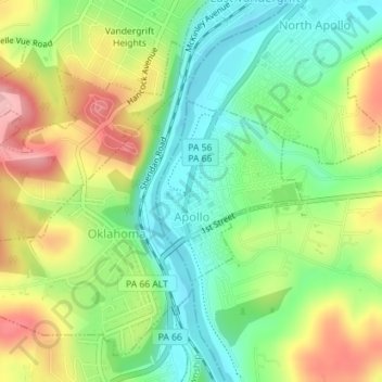 Apollo topographic map, elevation, terrain