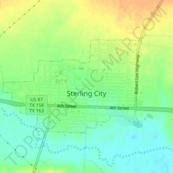 Sterling City topographic map, elevation, terrain