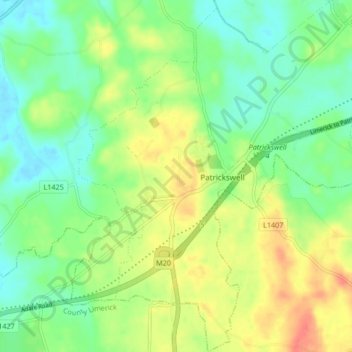 Patrickswell topographic map, elevation, terrain