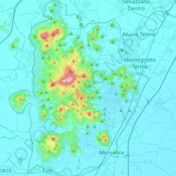 Parco dei Colli Euganei topographic map, elevation, terrain