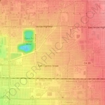 Vincent topographic map, elevation, terrain
