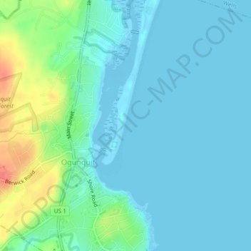 Ogunquit Beach topographic map, elevation, terrain