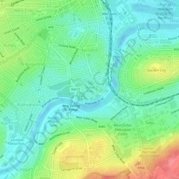 Duthie Park topographic map, elevation, terrain