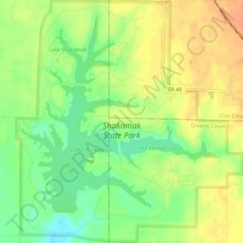 Shakamak State Park topographic map, elevation, terrain