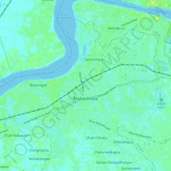 Maheshtala topographic map, elevation, terrain