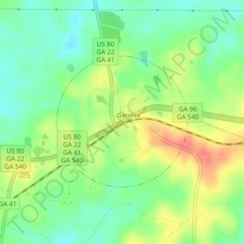 Geneva topographic map, elevation, terrain