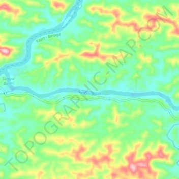 Baleh River topographic map, elevation, terrain