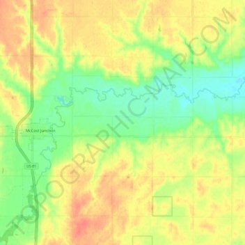 West Fork Big Blue River topographic map, elevation, terrain