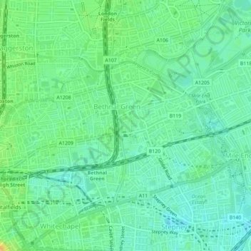 Museum Gardens topographic map, elevation, terrain