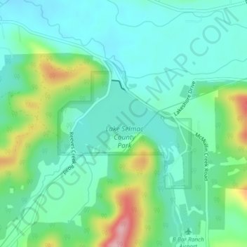 Lake Selmac topographic map, elevation, terrain