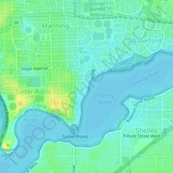 Sandon Park topographic map, elevation, terrain