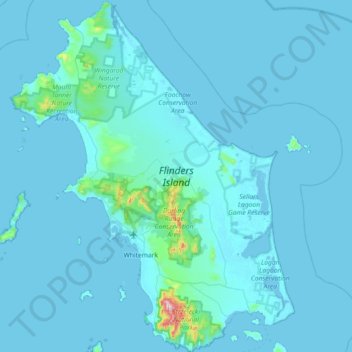 Flinders Island topographic map, elevation, relief